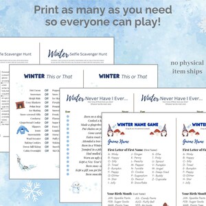 Winter Games Printable Snow Day Games Winter Party Games Winter This or ...