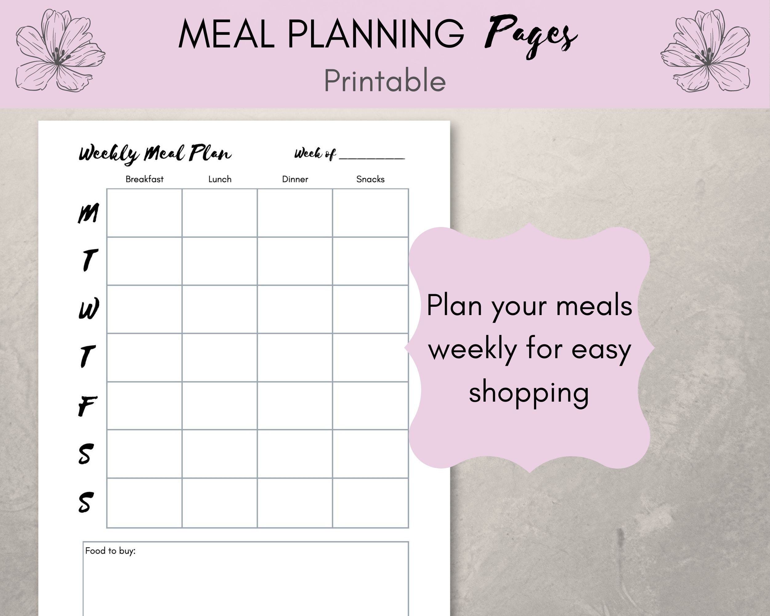 Meal Plan Printable Menu Plan Printable Monthly Meal Plan Printable ...
