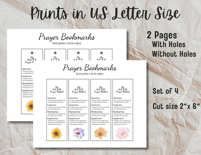 ACTS Prayer Guide Bookmark Set: Christian Bible Study (digital Download ...