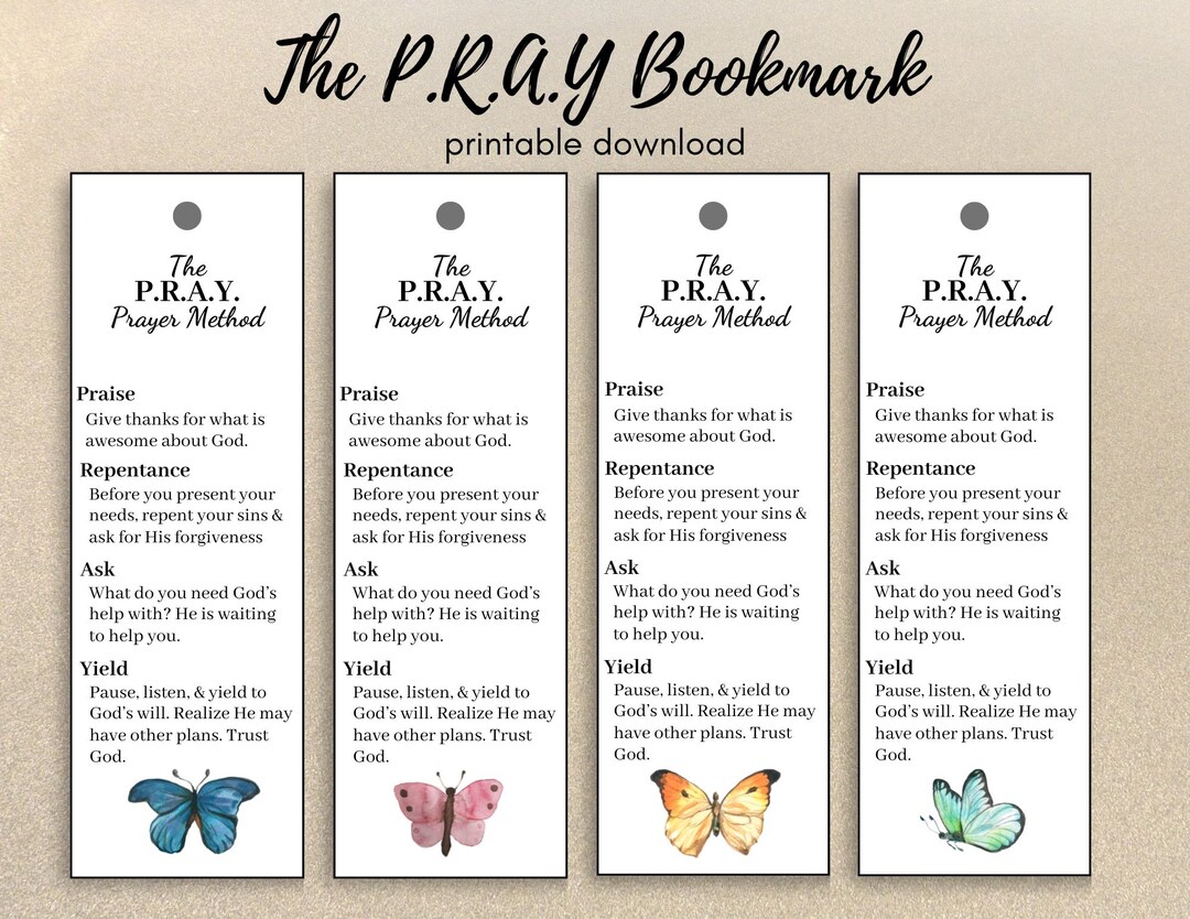 Pray Bookmarks Printable Book Lovers Gift Christian Inspirational ...