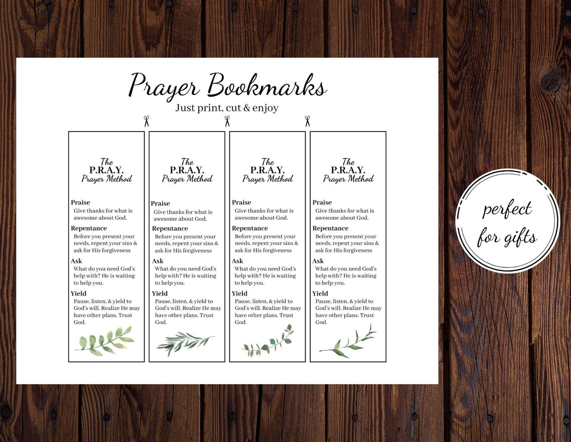 Prayer Bookmark Printable Prayer Guide Christian Bookmark Printable ...