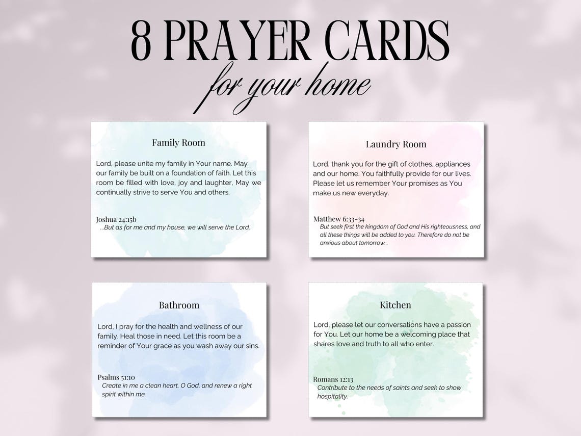 Home Prayer Cards: Scripture Verses for Family (printable PDF) - Etsy