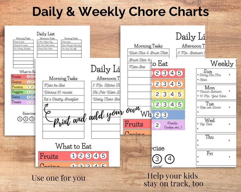 Printable Chore Chart: Daily & Weekly Kid-friendly List (digital ...