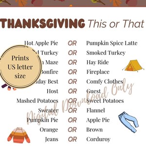 Thanksgiving Game Printable Fall Family Game Thanksgiving Printable ...