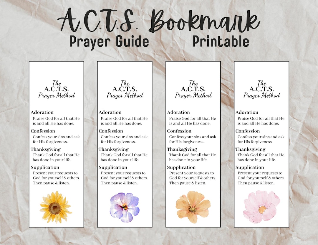 ACTS Prayer Guide Bookmark Set: Christian Bible Study (digital Download ...