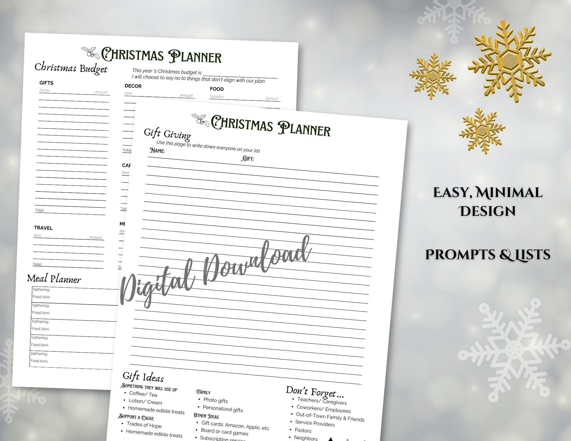 Printable Christmas Planner, Holiday Budget Tracker (digital Download ...