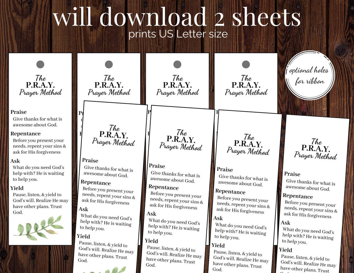 Prayer Bookmark Printable Prayer Guide Christian Bookmark Printable ...