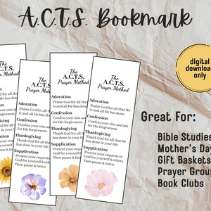 ACTS Prayer Guide Bookmark Set: Christian Bible Study (digital Download ...
