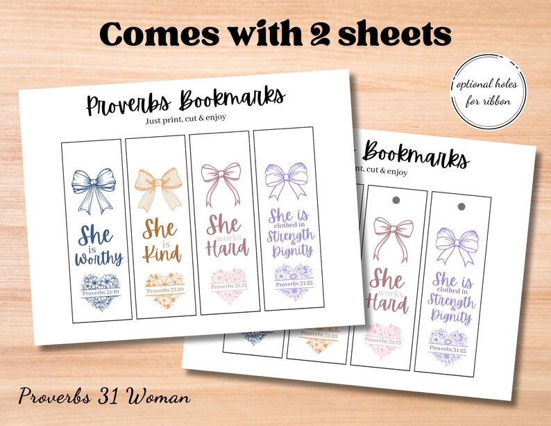 Coquette Bow Christian Bookmark Set, Proverbs 31 (printable) - Etsy