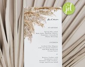 Pampas Grass Menu Template Printable Wedding Menu Editable - Etsy