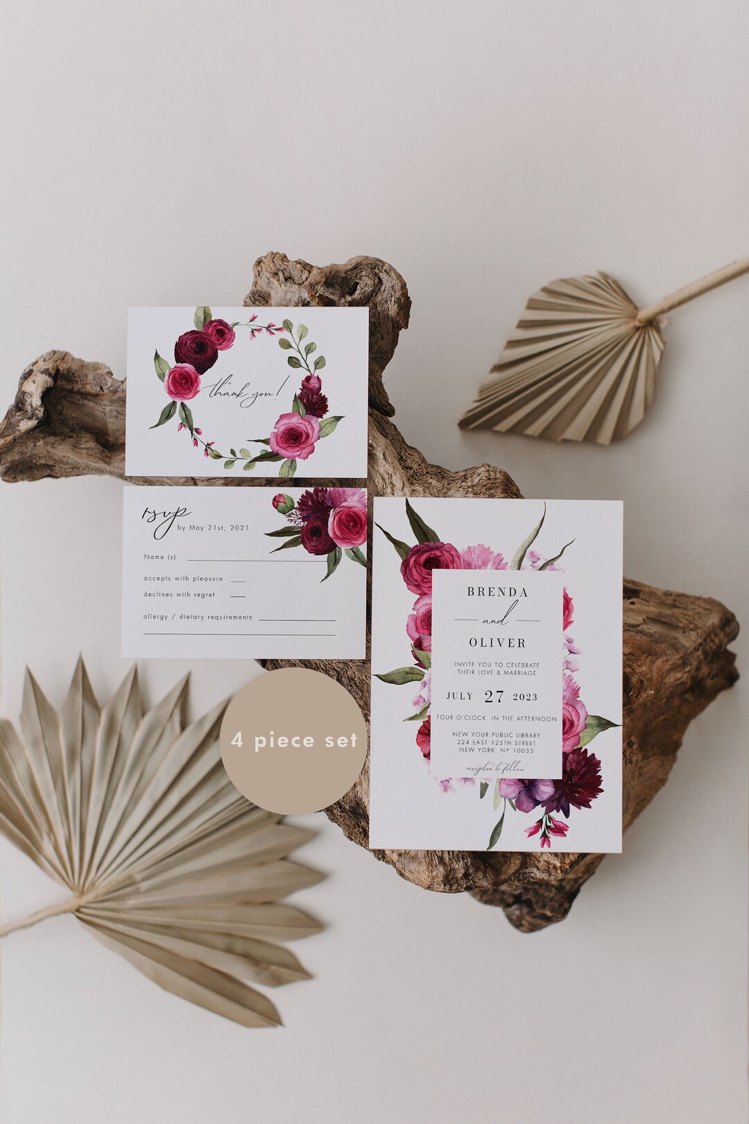 Boho Invitation Template, Editable Floral Invitation, Boho Wedding ...