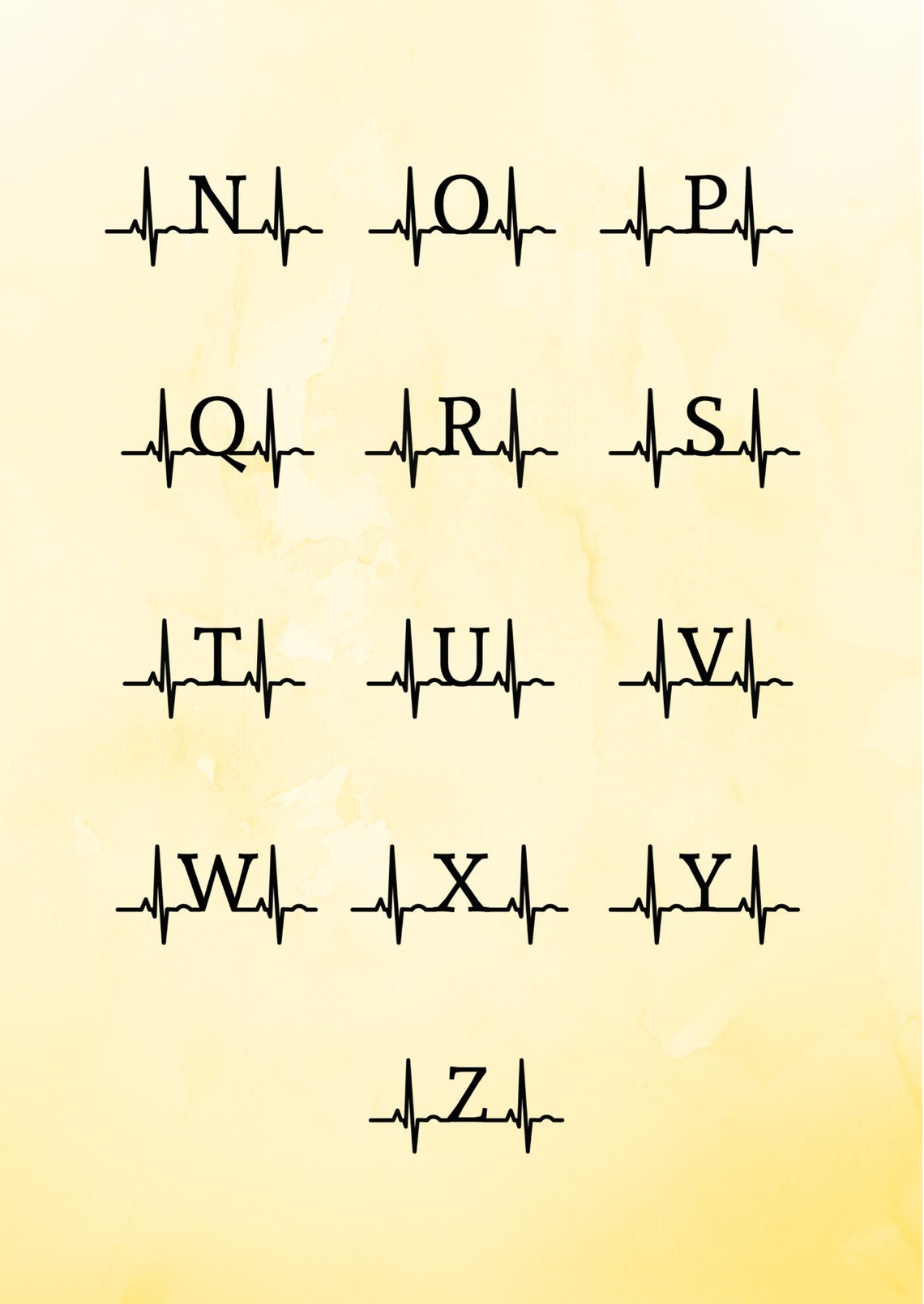 Monogram Svg Heartbeat Svg Ekg Svg Initial Template - Etsy