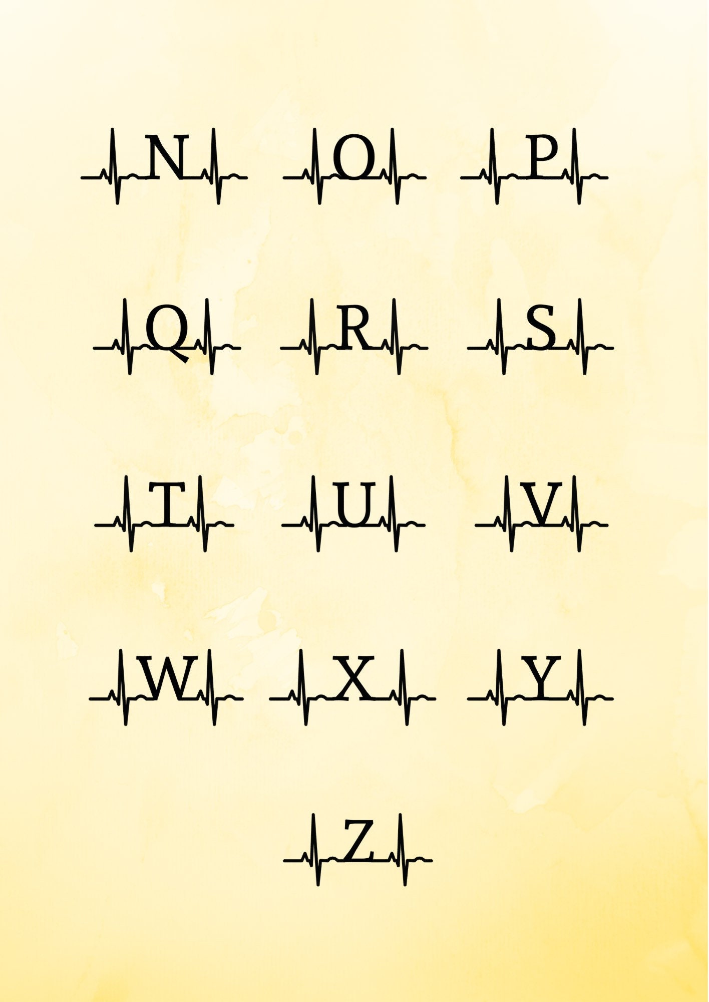 Monogram Svg Heartbeat Svg Ekg Svg Initial Template - Etsy