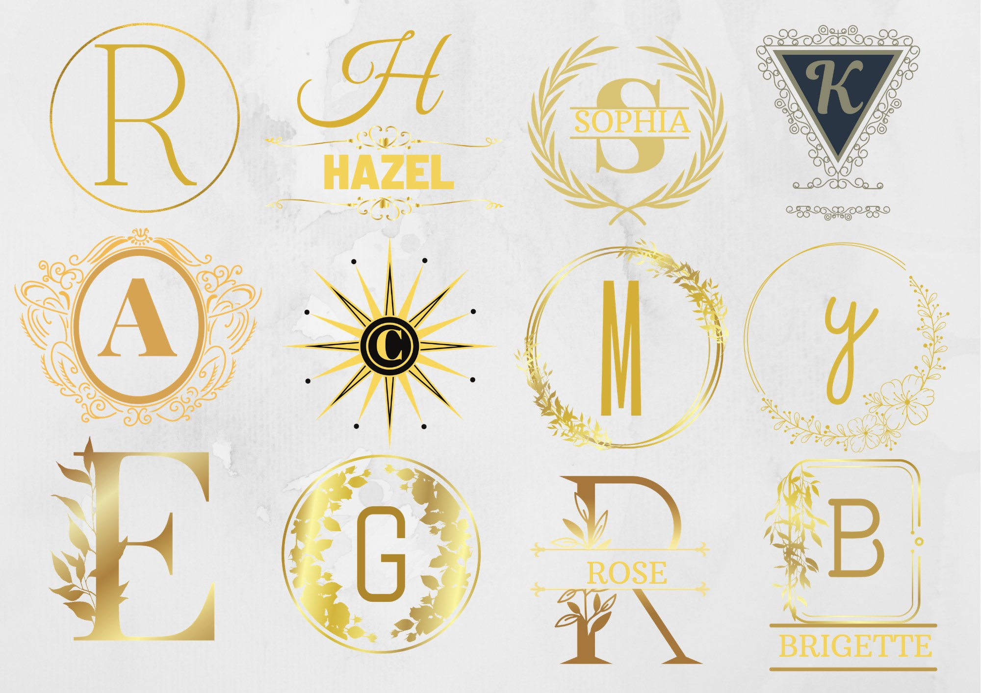 Monogram Svg Bundle Floral Monogram Svg Split Monogram Svg | Etsy