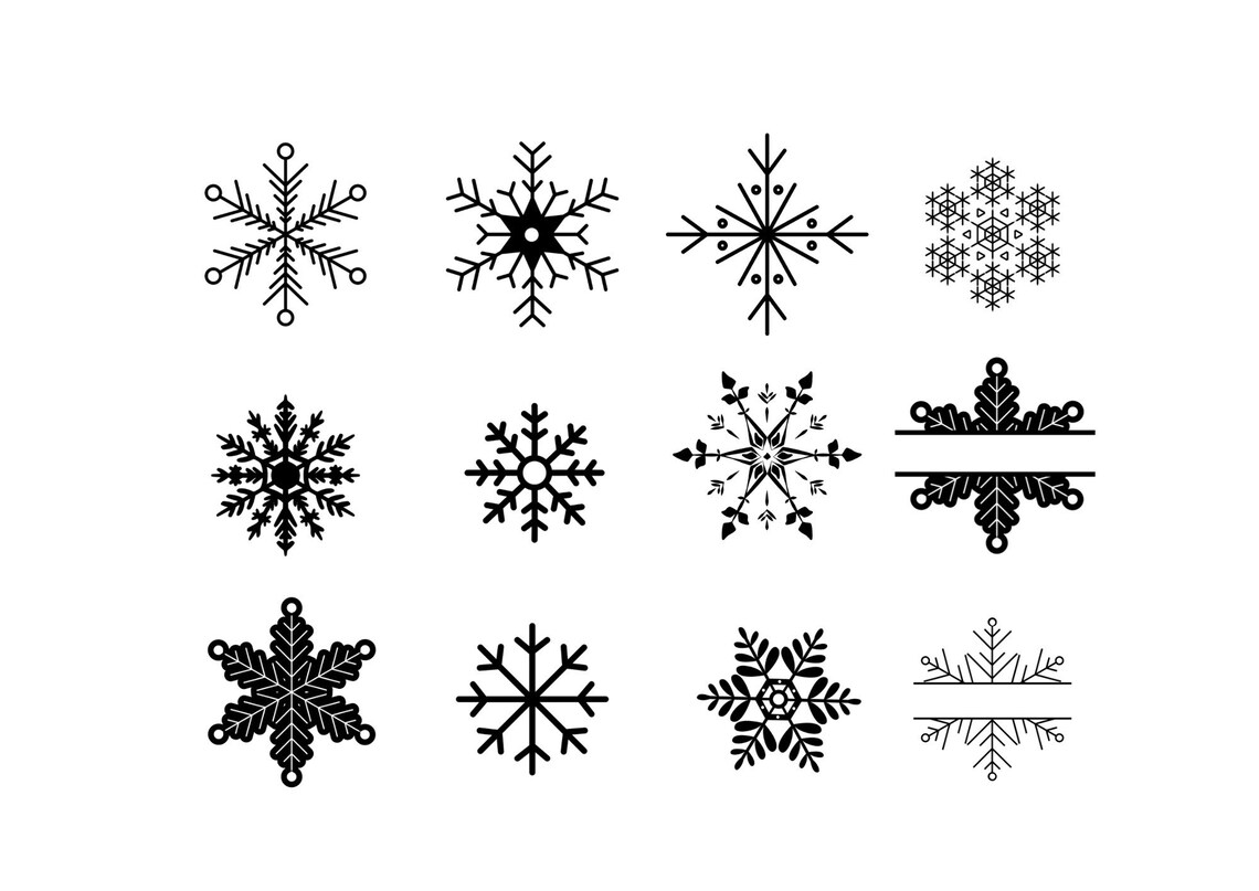 Christmas Svg Snowflake Svg Bundle Split Snowflake Svg - Etsy