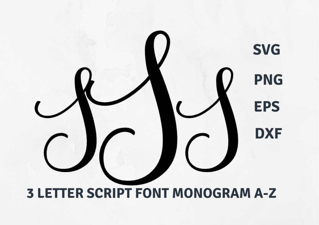 Monogram Letters Svg, Script Font Monogram, 3 Letter Monogram, Instant ...