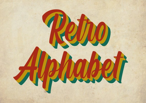 Retro Style Font A to Z Alphabet Retro Shadow Font Retro - Etsy