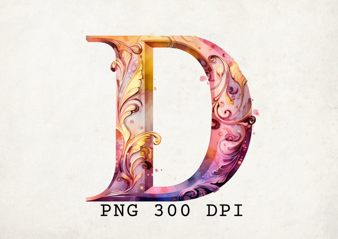 Monogram D Png, Letter D Template, Watercolor Monogram Png, Glowforge ...