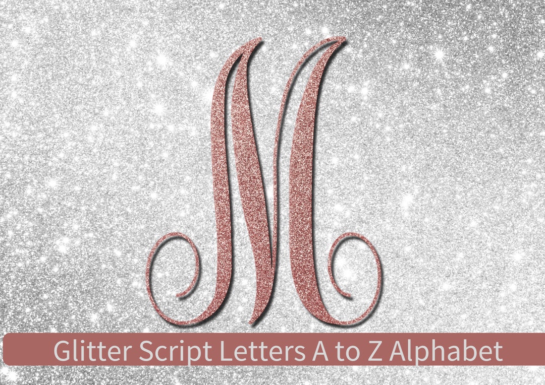 Script Monogram Alphabet Png, Glitter Letter Template, Fancy Initial ...