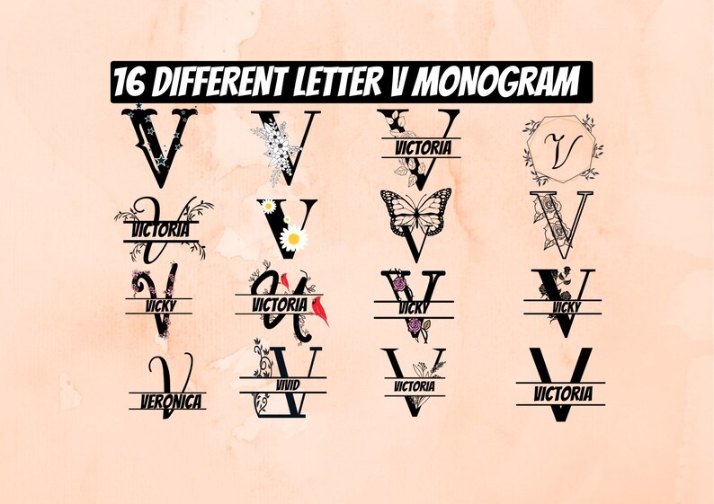 Letter V Monogram V Svg Script V Svg Fancy V Initial V - Etsy