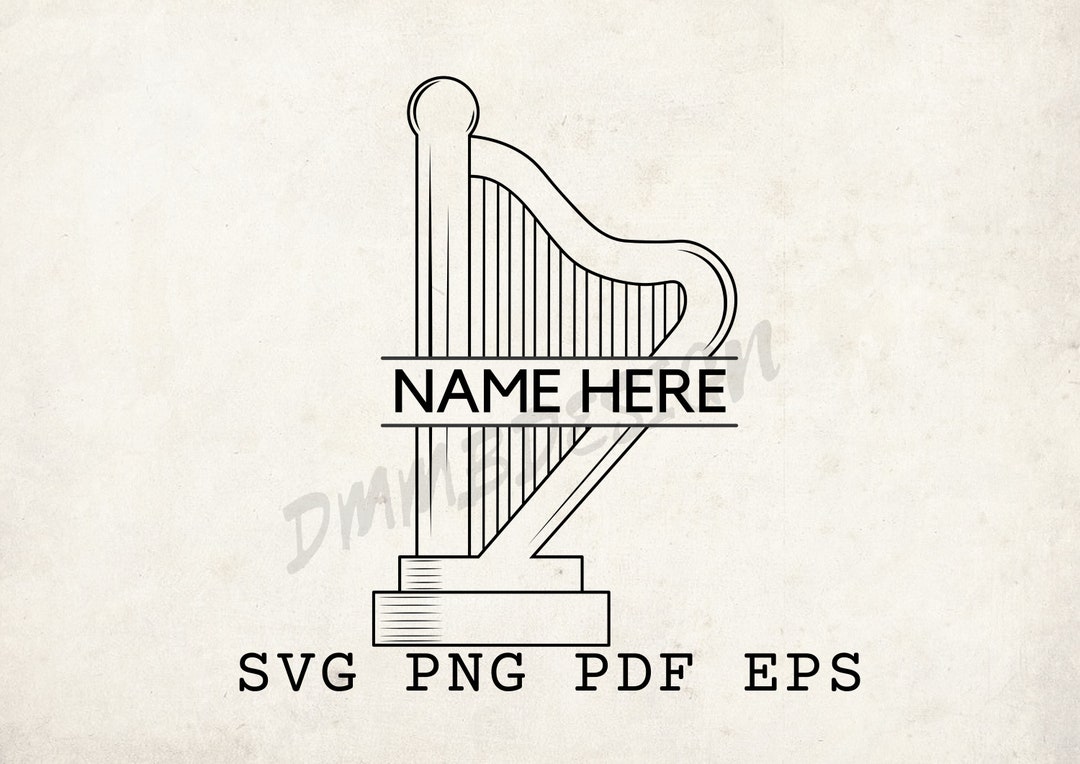 Harp Svg, Laser Cut File, Harp Wall Decor, Orchestra Svg, Instrument ...