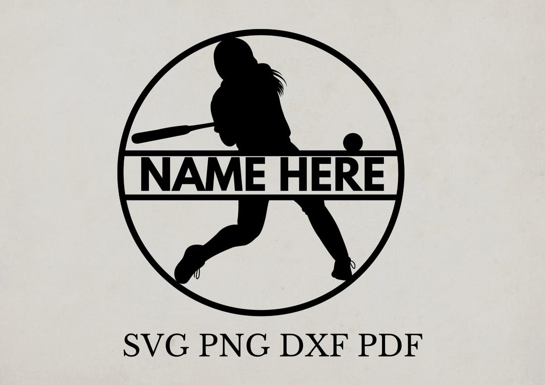 Woman Softball Svg, Sport Template, Split Ball Stencil, Custom Svg ...