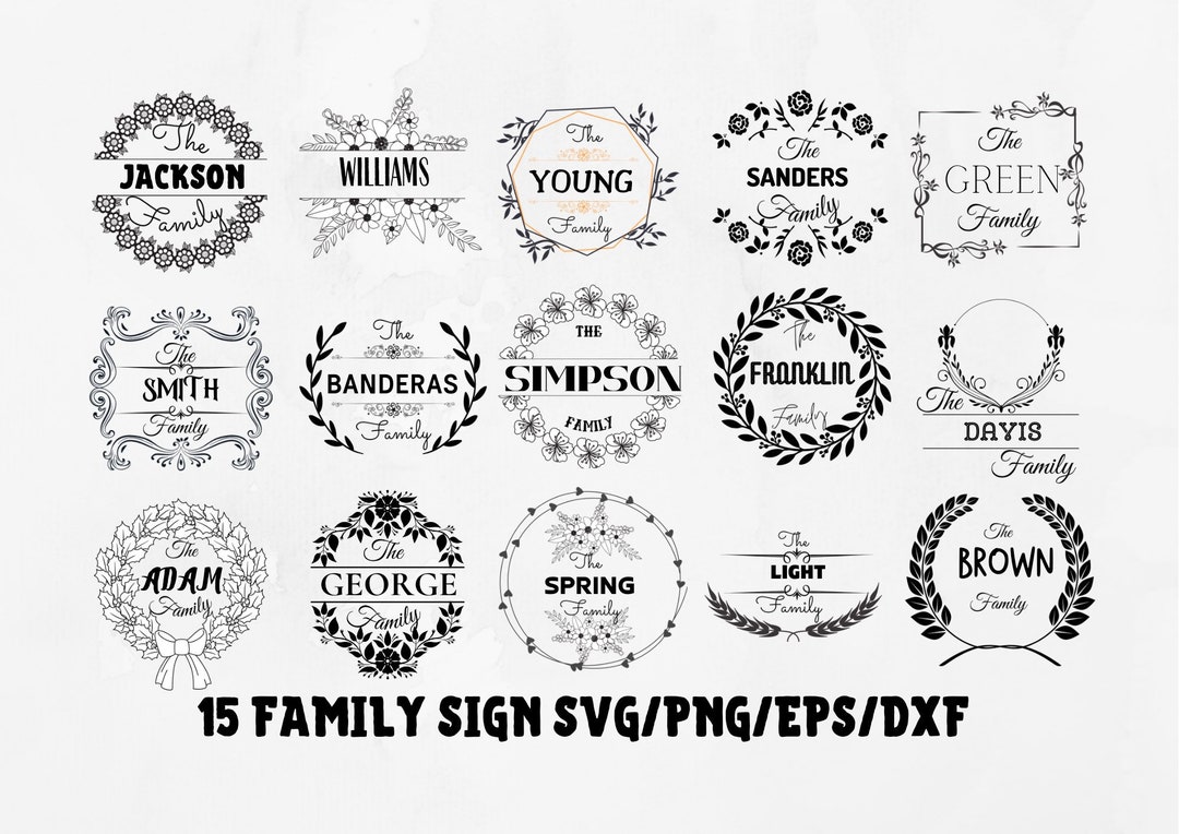 Family Name Svg, Family Monogram Svg, Family Frame Bundle, Family Name ...