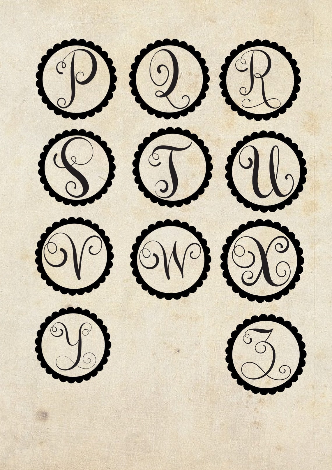 Scallop Monogram Svg, Script Letter Svg With Round Frame, Wreath ...