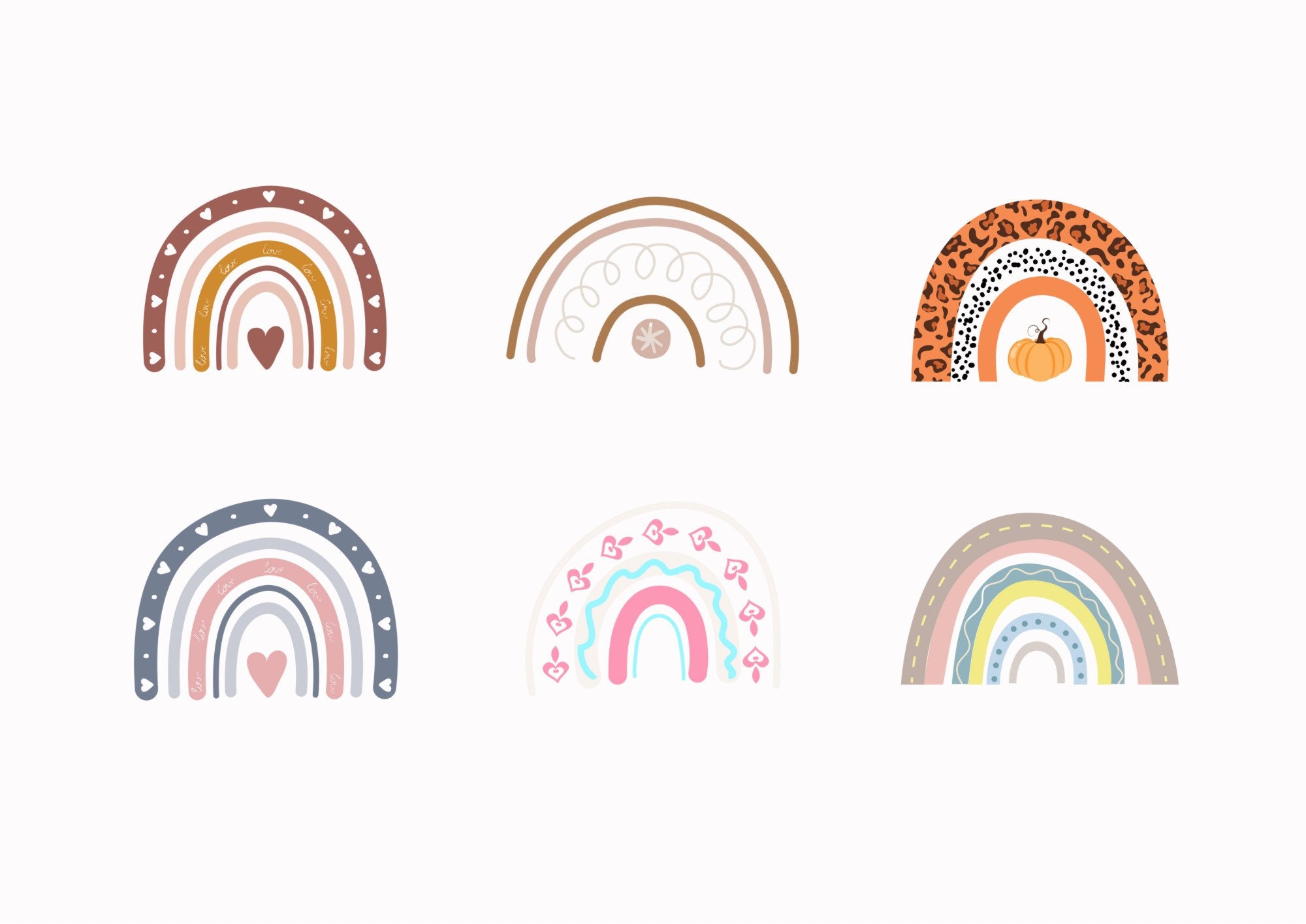 Boho Rainbow Svg Bundle, Template, Boho Rainbow Wall Art, Boho Rainbow ...