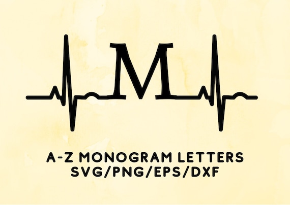 Monogram Svg Heartbeat Svg Ekg Svg Initial Template - Etsy