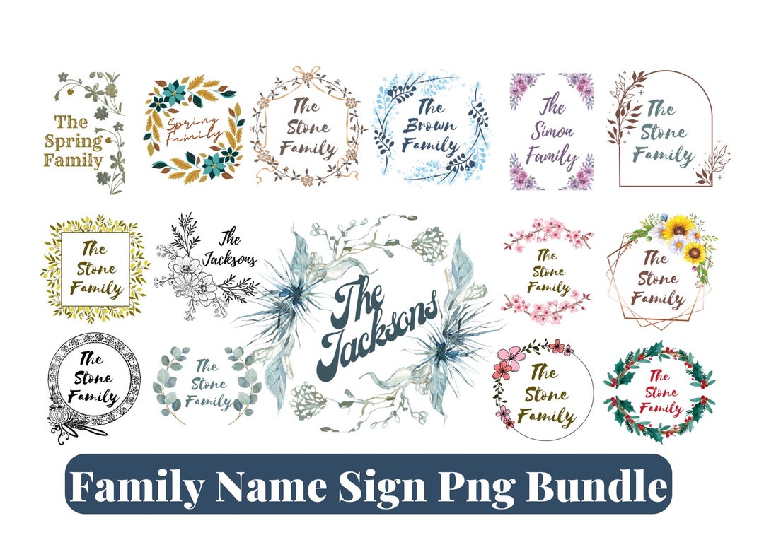 Family Name Bundle, Family Monogram Png, Family Frame Template, Family ...