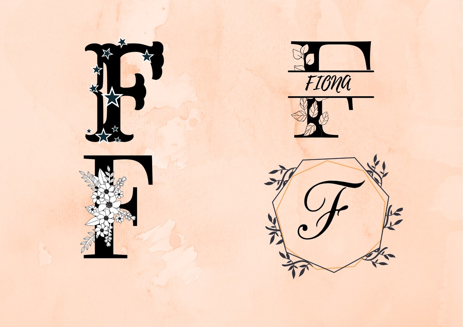 Initial F Monogram svg letter F svg bundle split F svg F | Etsy