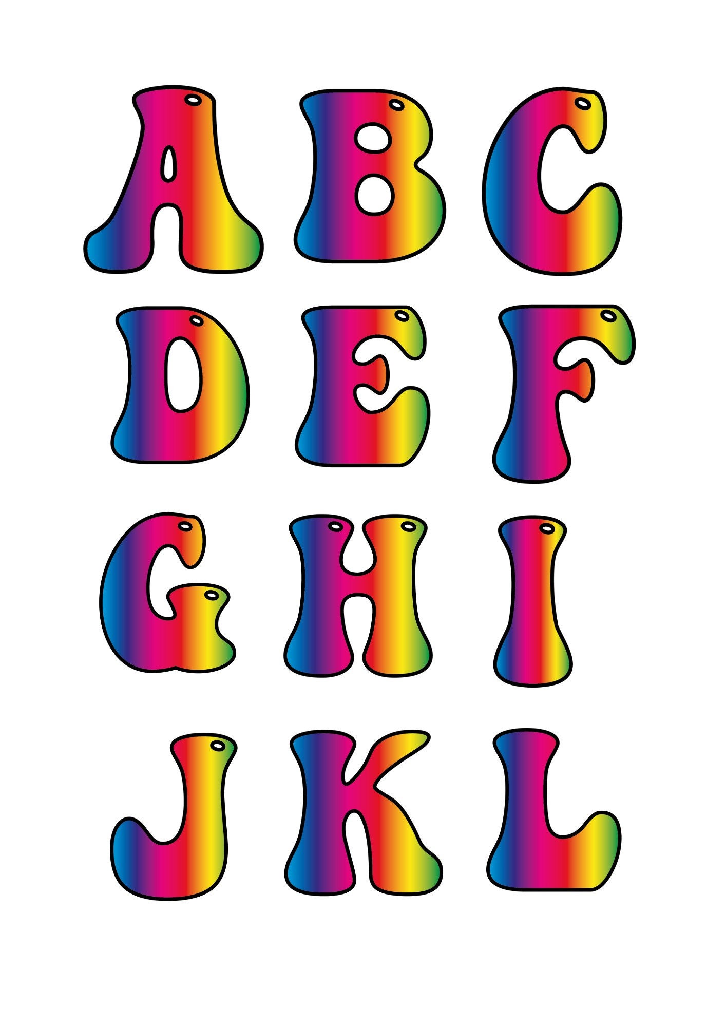 Groovy Font Png, Rainbow Color Letter Png, Groovy Letter Png, Monogram ...