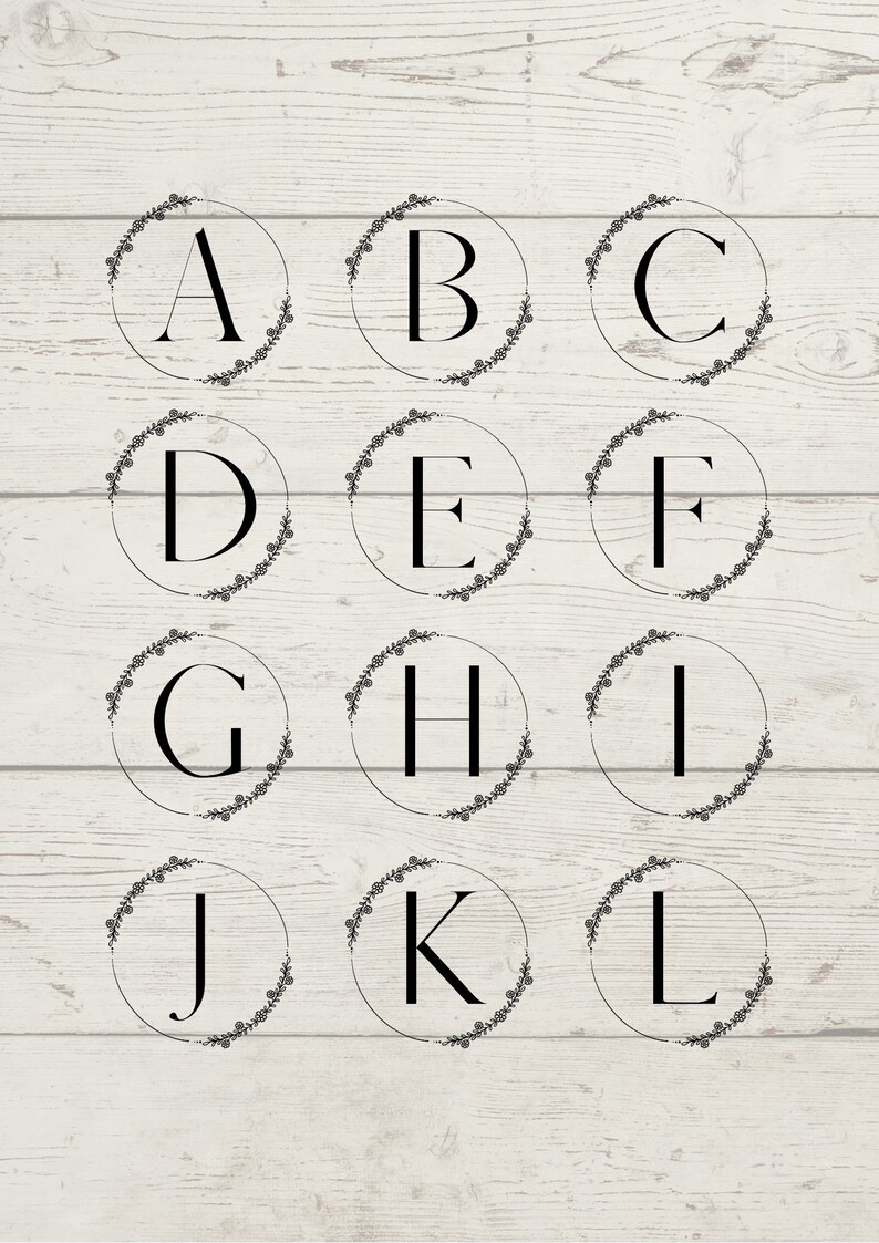 Botanical Monogram Svg Wreath Monogram Printable Floral - Etsy