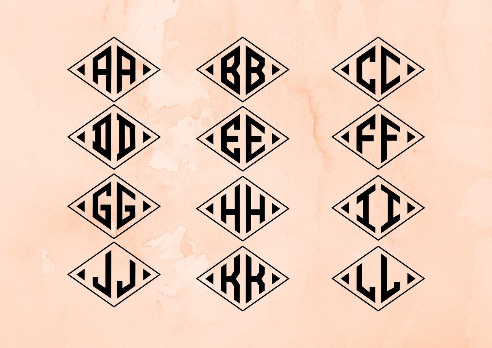 Monogram Fonts Svg Diamond Monogram Svg Couple Monogram - Etsy