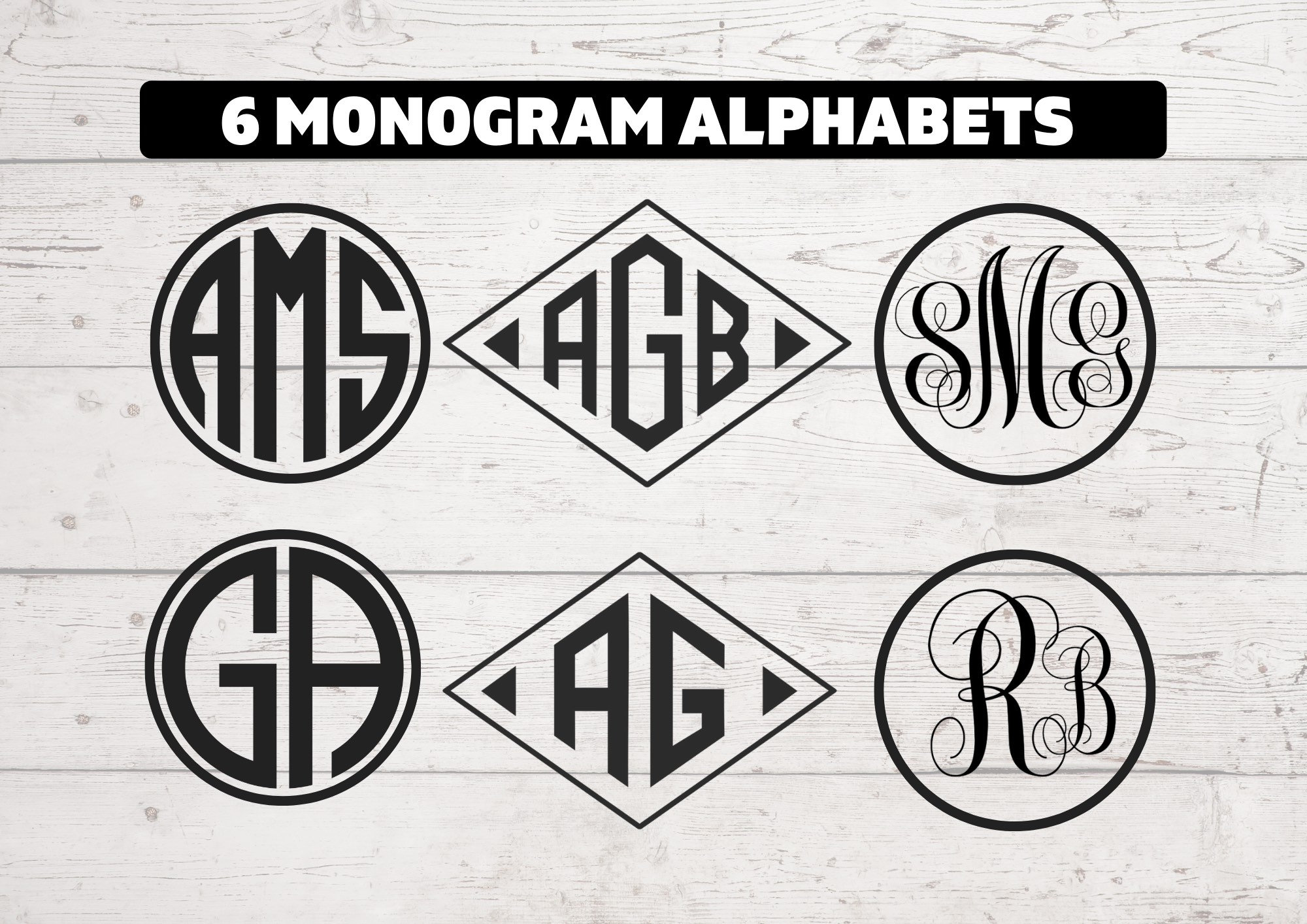 Monogram Svg Bundle Script Font Svg Circle Monogram SVG | Etsy