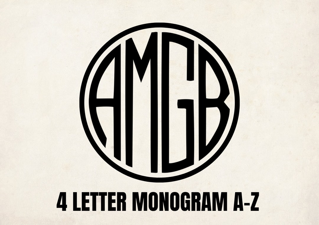 4 Letter Monogram Svg, Circle Monogram Set, Wedding Monogram, Initial ...