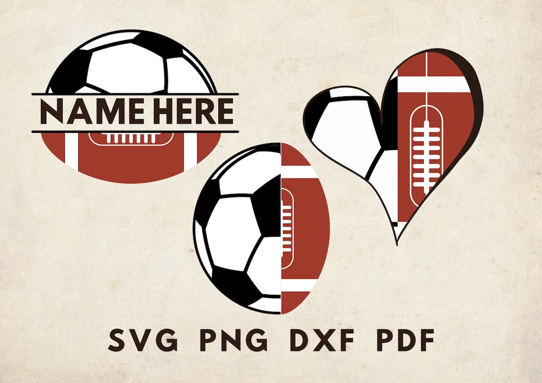 Soccer and Football Svg, Half Football Half Soccer Svg, Football Soccer ...