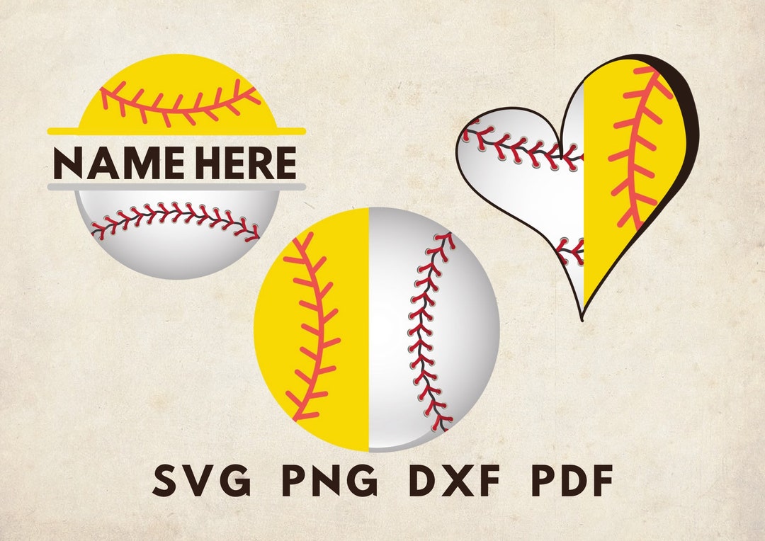 Baseball and Softball Svg, Split Baseball Svg, Split Softball Svg, Half Baseball Half Softball ...