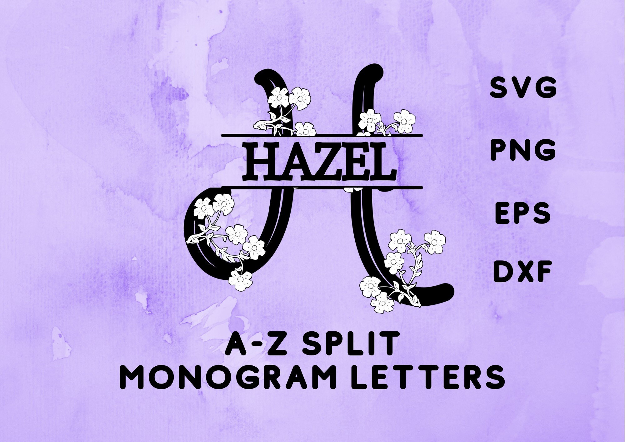 Split Floral Monogram Svg Flower Svg Floral Letters | Etsy