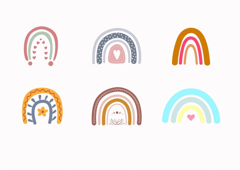 Boho Rainbow Svg Bundle Template Boho Rainbow Wall Art Boho - Etsy