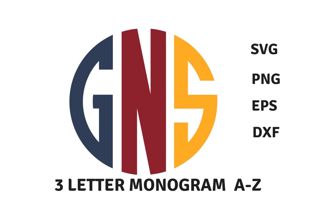 Round Monogram Svg, Monogram Template, Circle Monogram Stencil, 3 ...