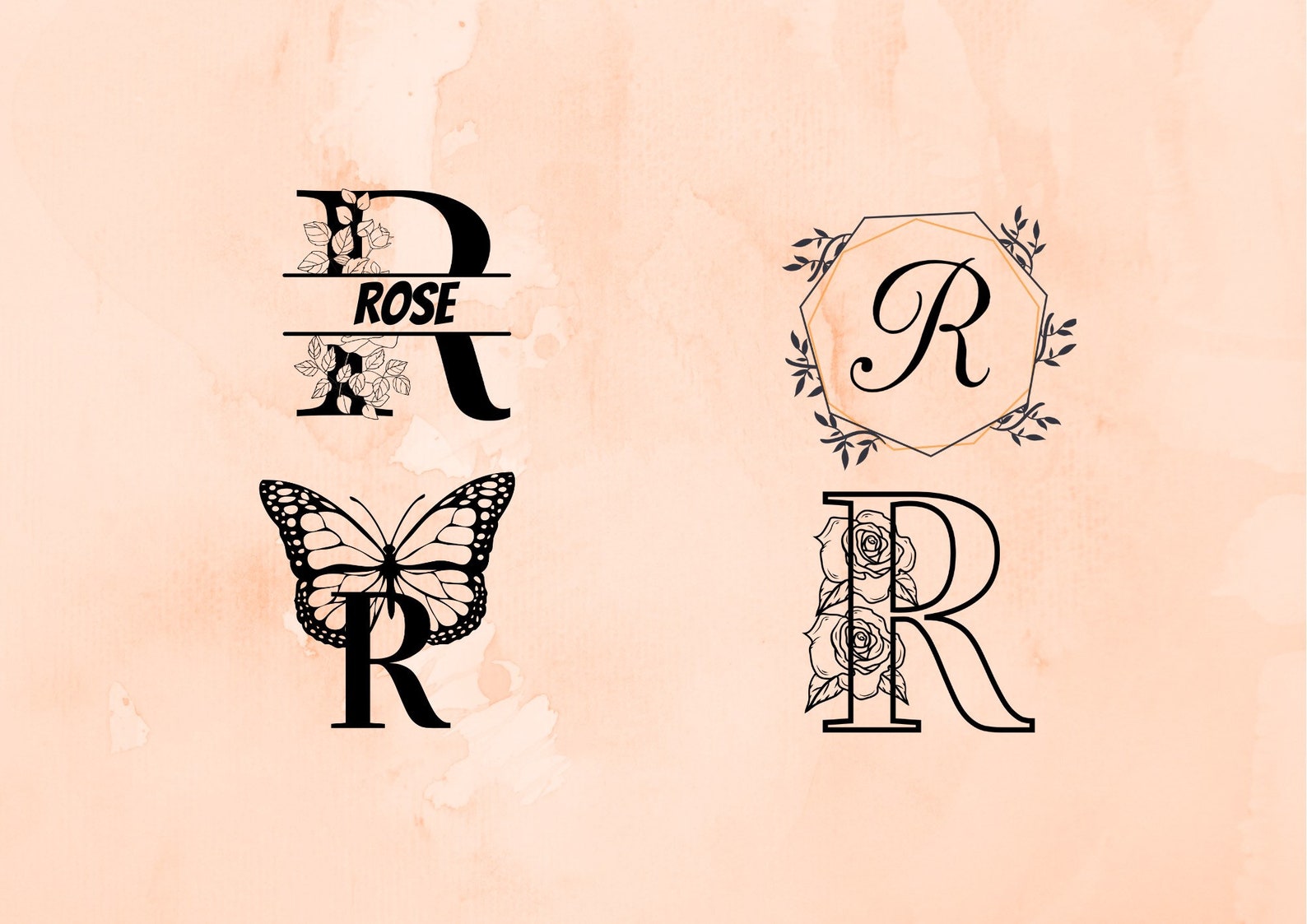 R Monogram svg letter R svg bundle split R svg R with | Etsy