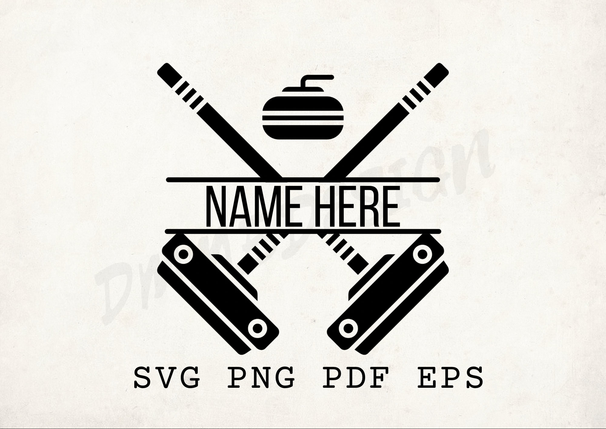 Split Curling Svg, Curling Wall Art, Curling Template, Personalized ...