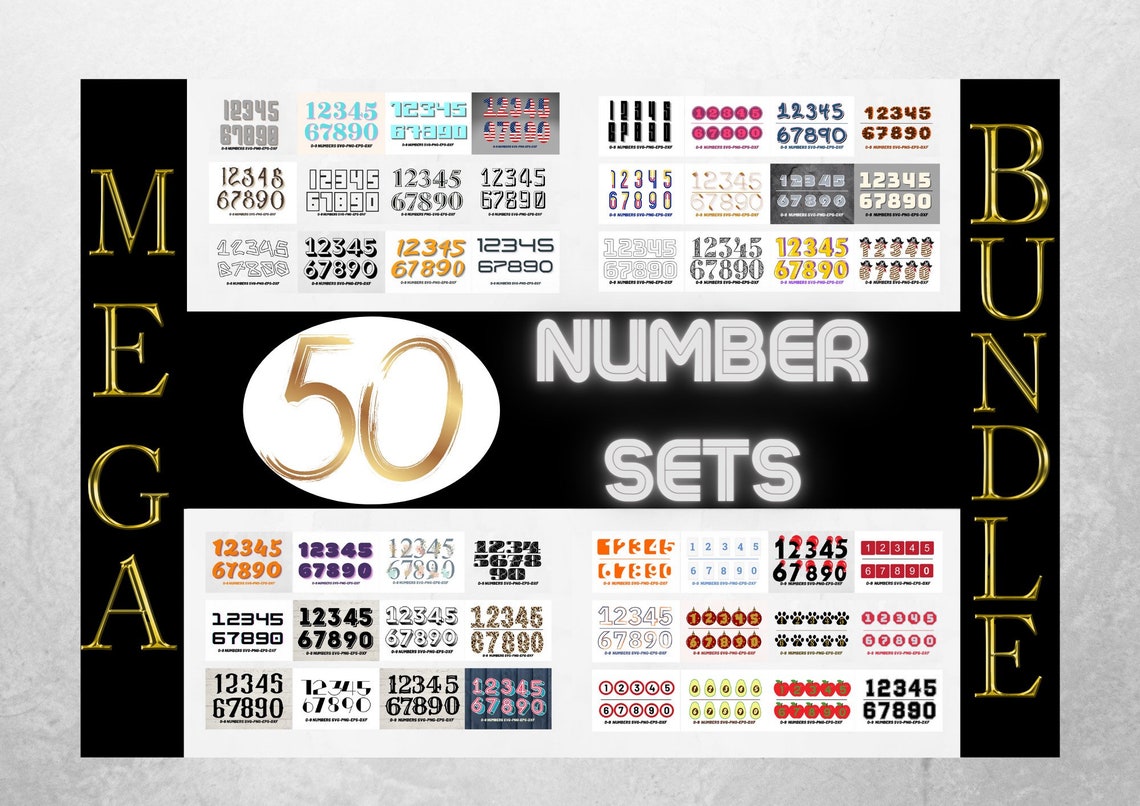 Numbers Svg Bundle Numbers Png Number Sublimation Birthday - Etsy