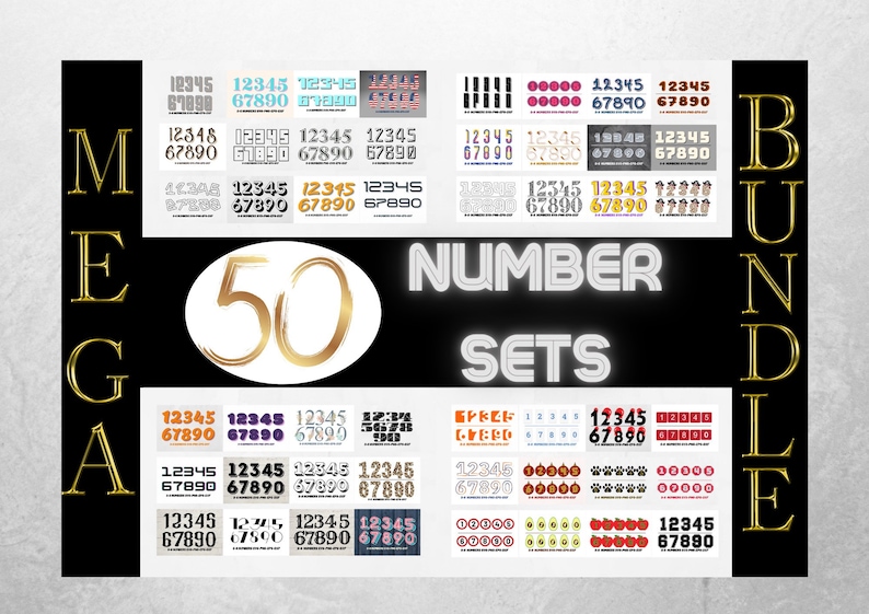 Numbers Svg Bundle Numbers Png Number Sublimation Birthday - Etsy