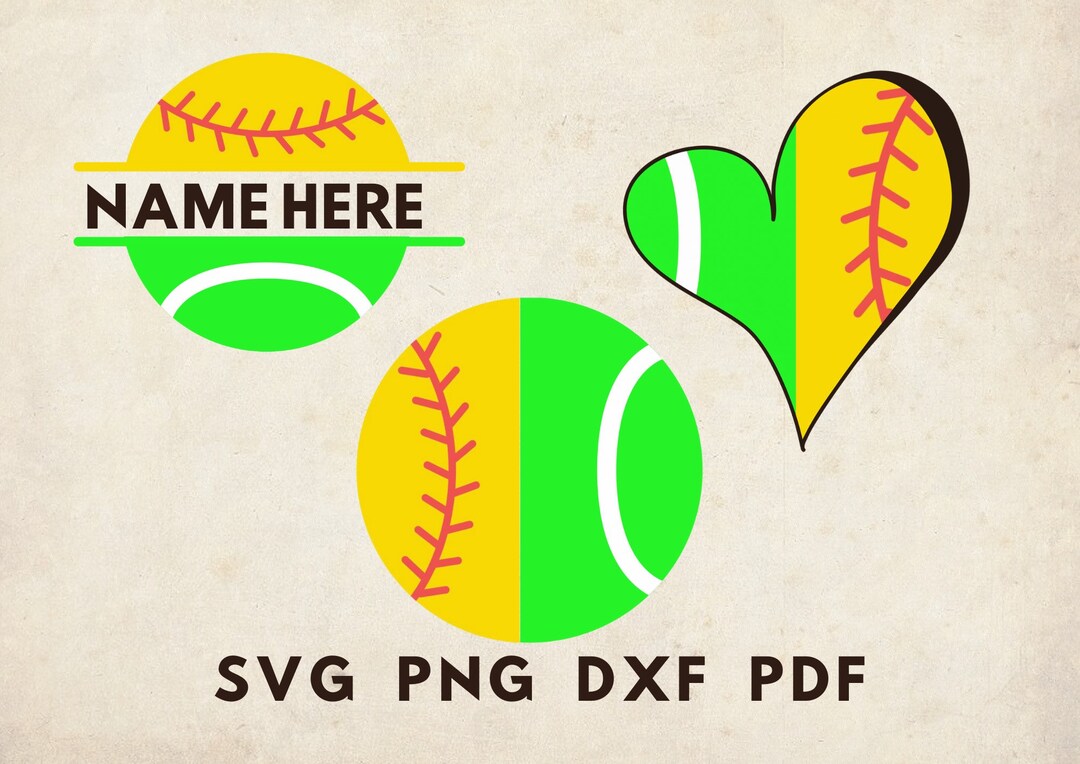 Tennis and Softball Svg, Half Tennis Half Softball Svg, Tennis Softball ...
