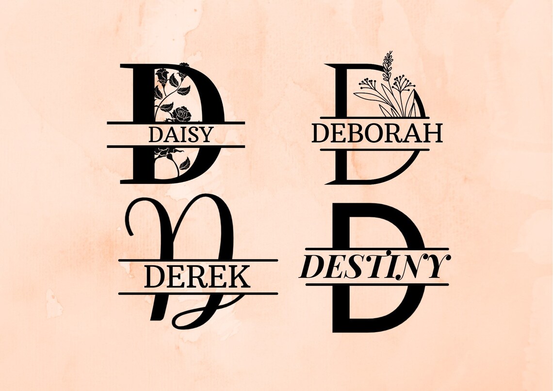 Initial D Svg D Monogram Svg Letter D Svg Bundle Split D | Etsy