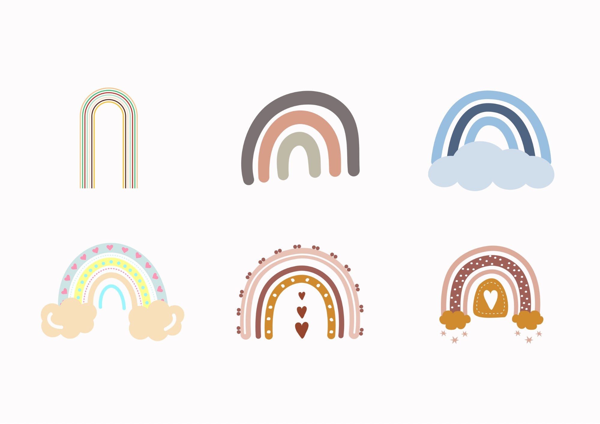 Boho Rainbow Svg Bundle, Template, Boho Rainbow Wall Art, Boho Rainbow ...