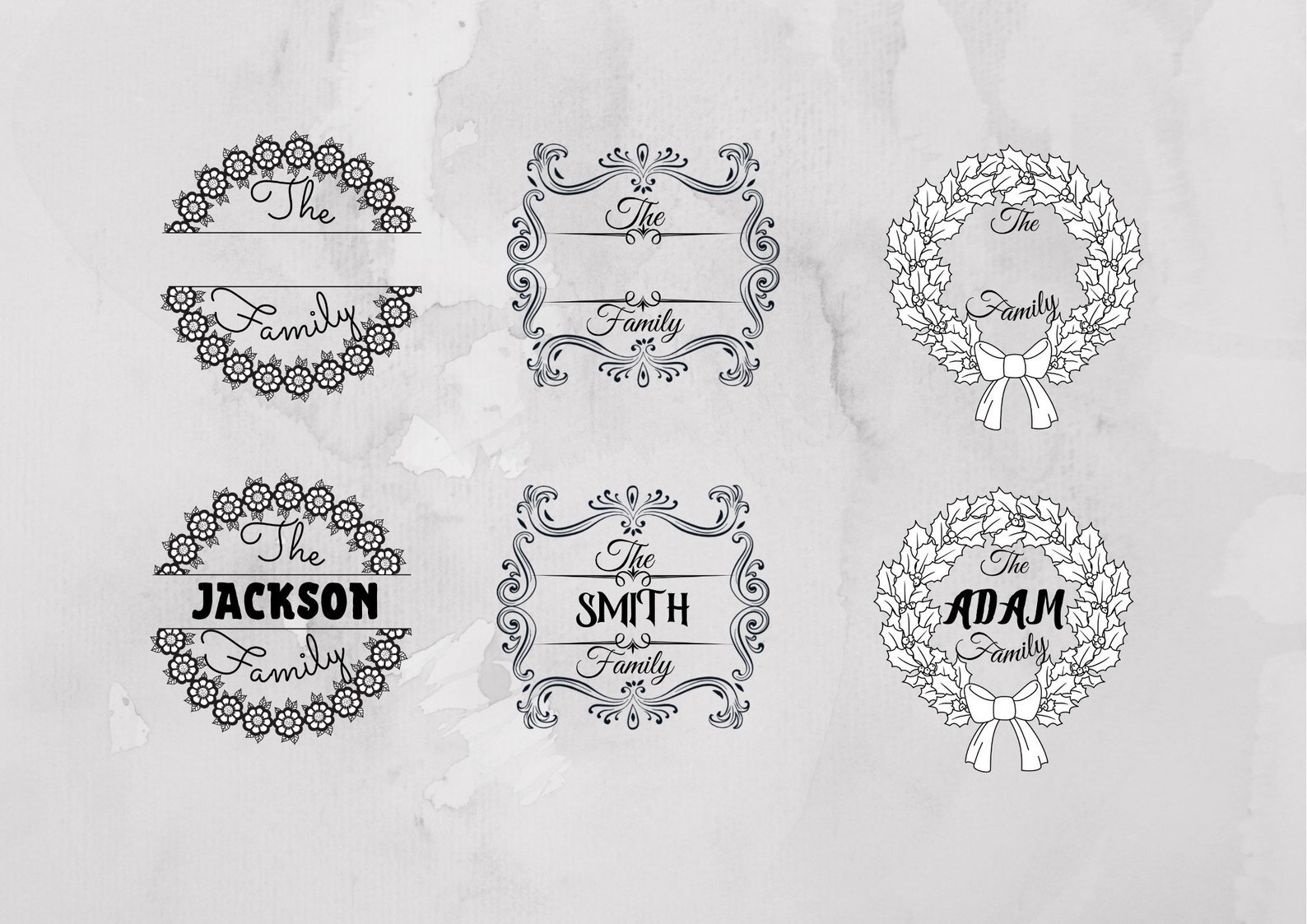 Family Name Svg, Family Monogram Svg, Family Frame Bundle, Family Name ...